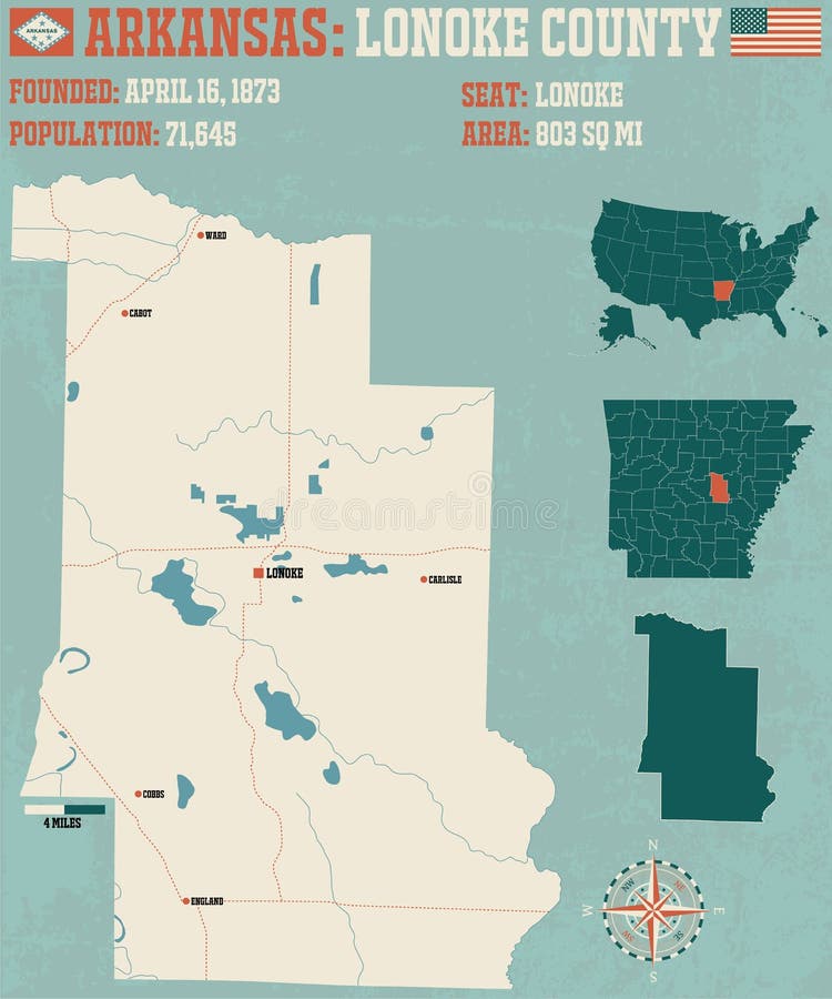 Arkansas: Lonoke County stock vector. Illustration of federal - 85701810