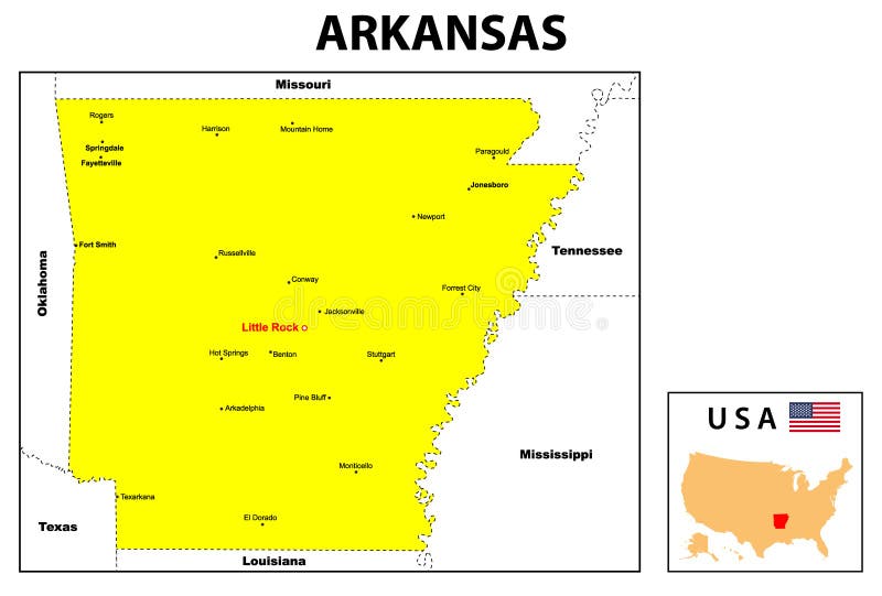 Arkansas Map. State and District Map of Arkansas Stock Illustration ...