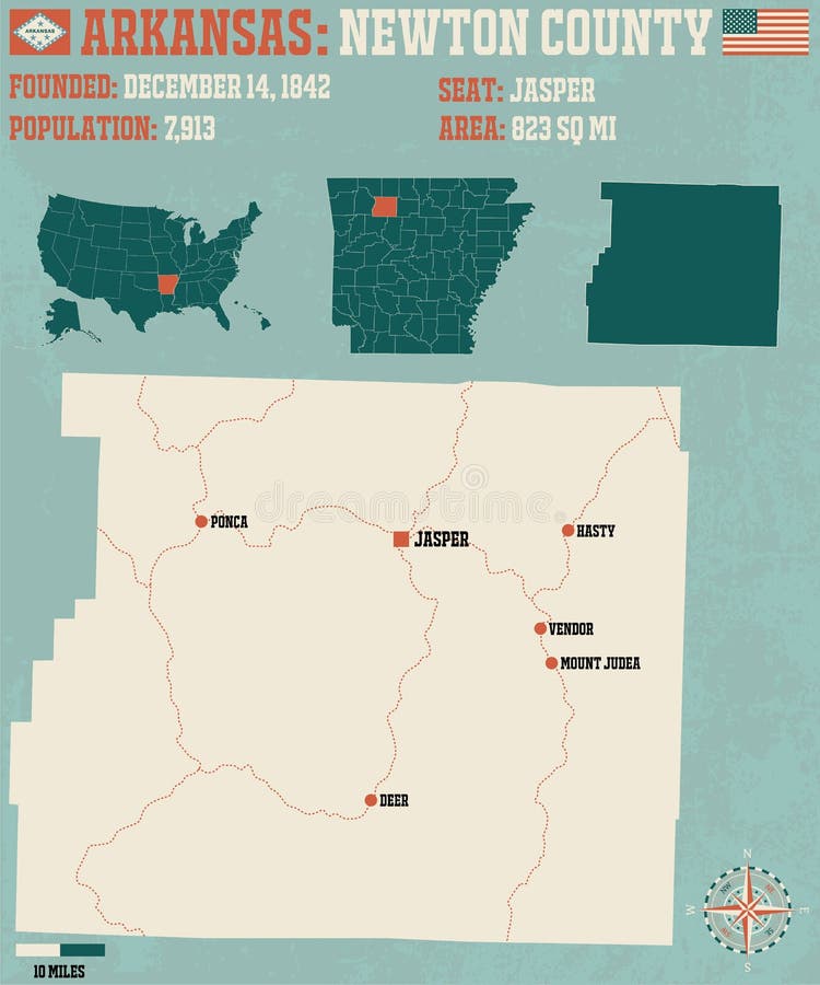 Arkansas: Newton county stock vector. Illustration of counties - 85978543