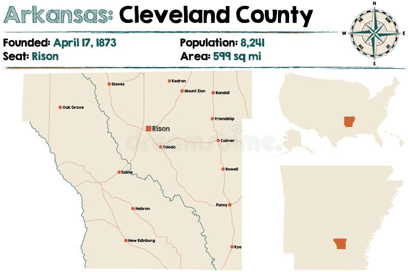 Arkansas: O Condado De Cleveland Ilustração do Vetor - Ilustração de ...