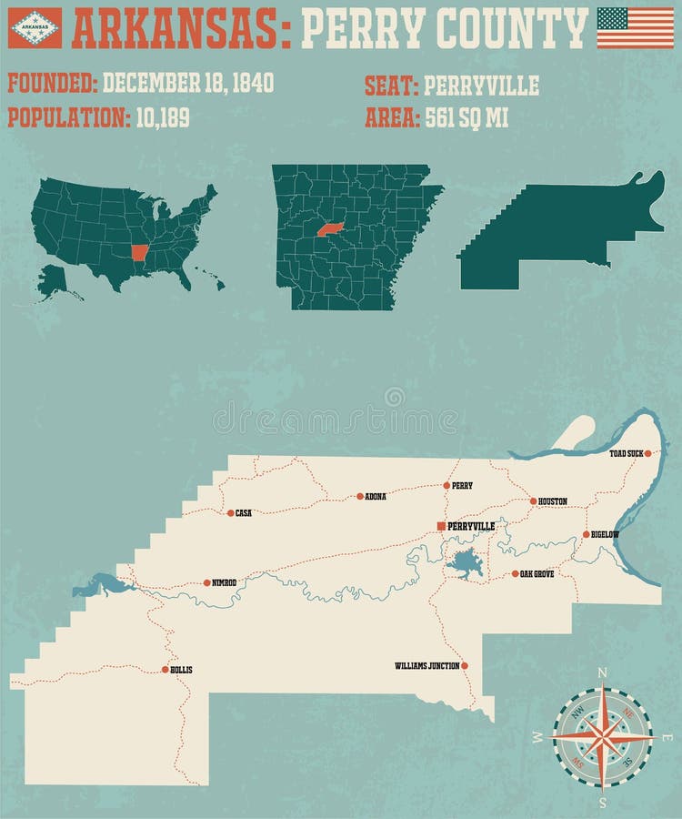Arkansas: Perry county stock vector. Illustration of federal - 87454034