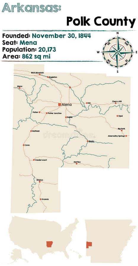 Map of Polk County in Florida Stock Vector - Illustration of american ...