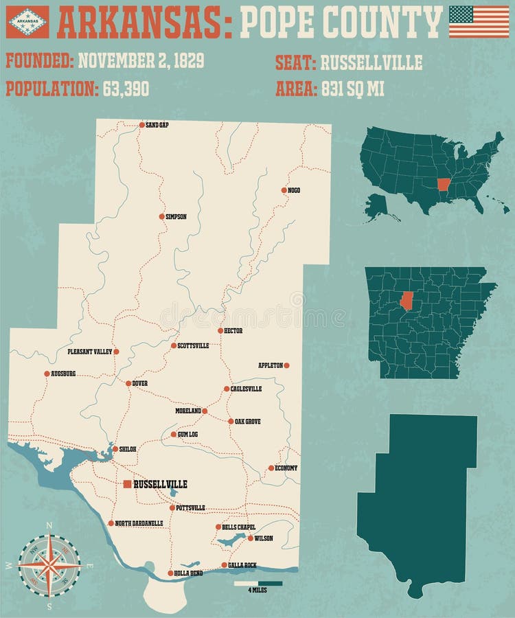 Arkansas: Pope county stock vector. Illustration of education - 87451819