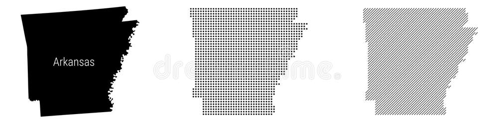 Arkansas Silhouette Map and Two Patterns of Dots and Slanted Lines ...