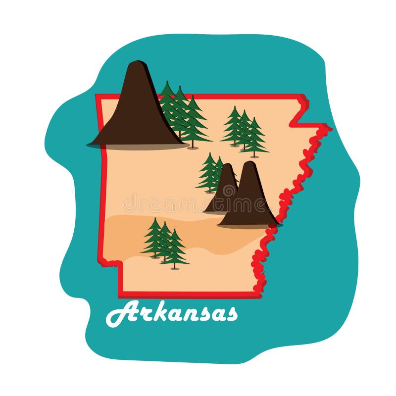 Arkansas State Map with Mountains. Vector Illustration Decorative ...