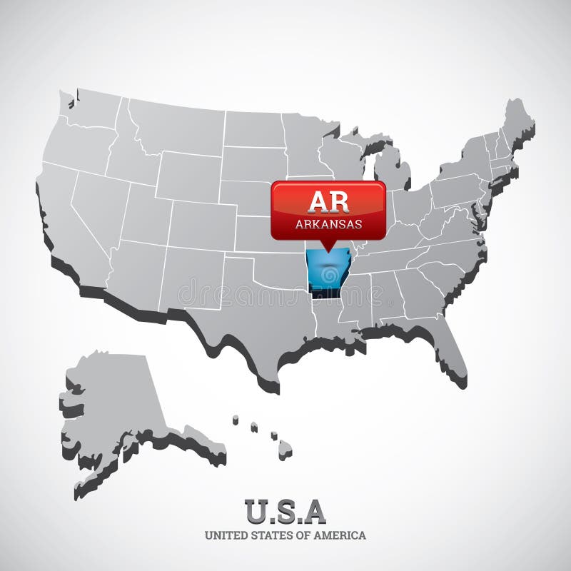Arkansas State on the Map of Usa. Vector Illustration Decorative Design ...
