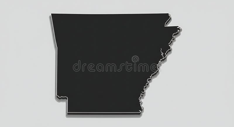 Arkansas State Outline in Black Minimalist Design Isolated on Gray ...