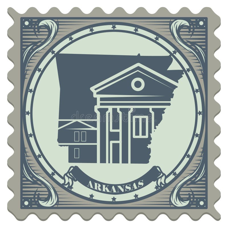 Arkansas State Postage Stamp. Vector Illustration Decorative Design ...