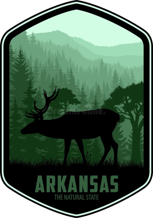 Arkansas Vector Label with White-tailed Deer Stock Vector ...
