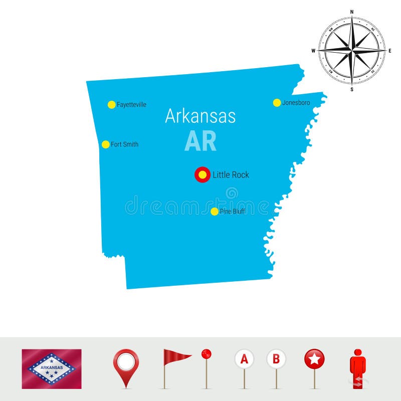 Arkansas Vector Map Isolated on White Background. High Detailed ...