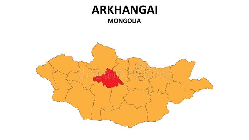 Arkhangai Map in Mongolia. Vector Map of Mongolia. Regions Map of Mongolia Stock Vector ...