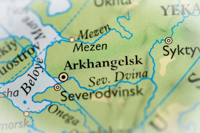 Arkhangelsk, Russia Highlighted on a World Map Stock Image - Image of ...