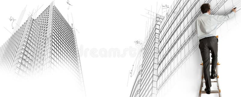 Arkitekt Som Tecknar Ett Projekt Fotografering för Bildbyråer - Bild av ...