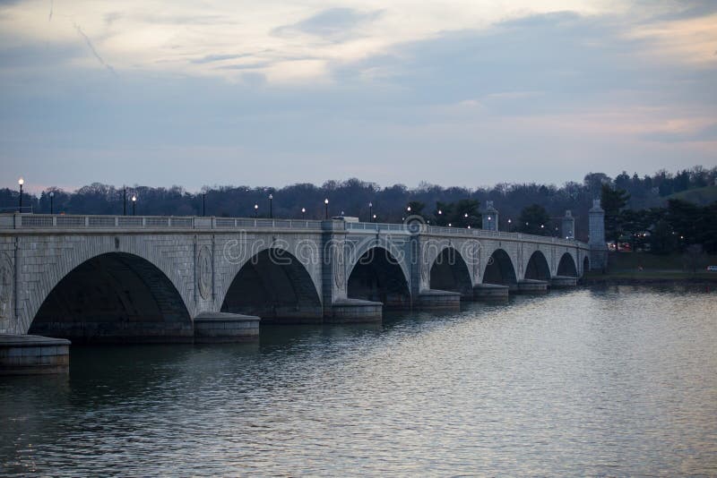 Arlington Memorial Bridge in the Evening in Washington DC Stock Image ...