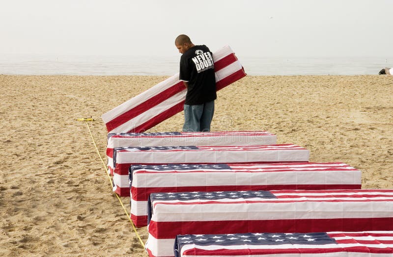 Arlington West Coffin Setup Editorial Stock Photo - Image of soldier ...