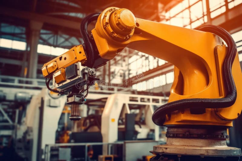 Arm of Assembly Robot Functioning Inside Modern Factory Stock ...