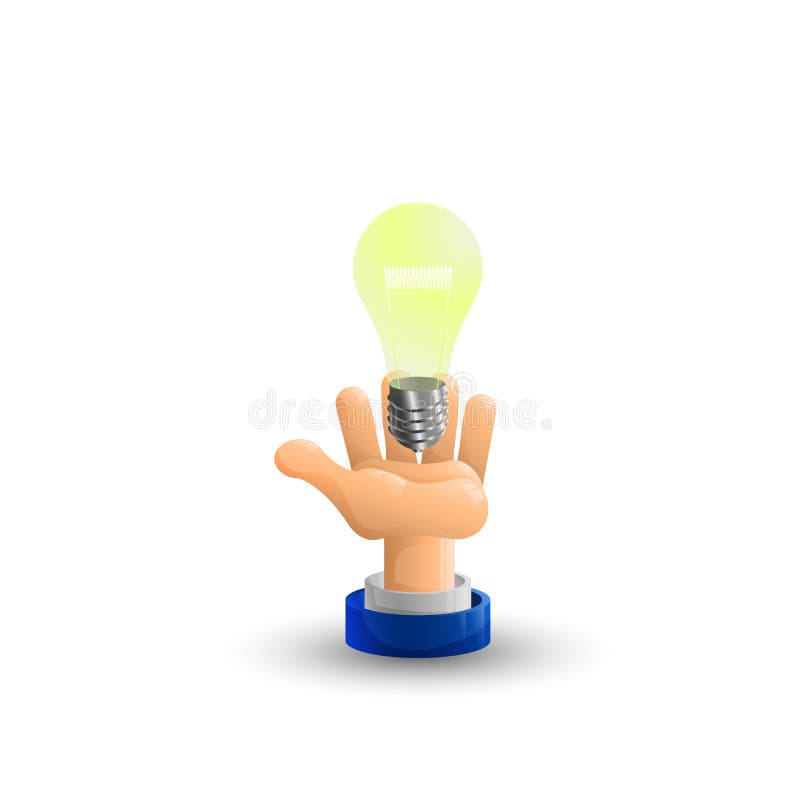 Arm. Business Hand. Light Bulb. Idea. Palm Up. 3D Icon. Flat Stock ...