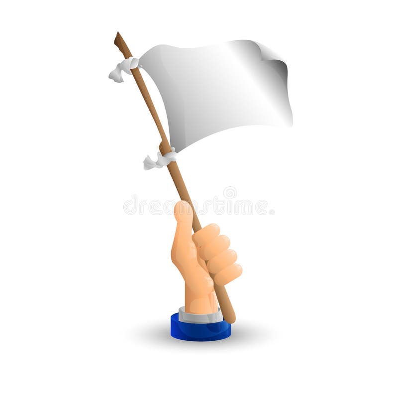 Arm. Business Hand. the White Flag in His Hand. Capitulation. 3D Icon ...