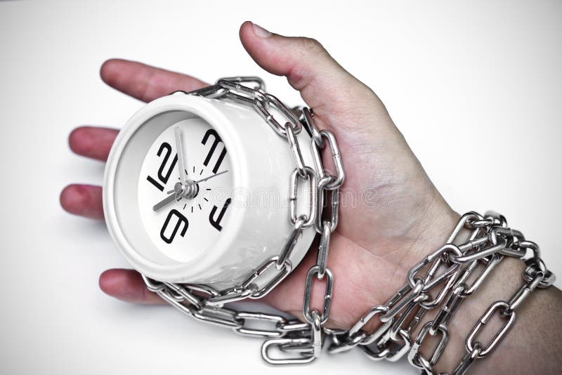 Arm chained with a clock stock photo. Image of escape - 35260852