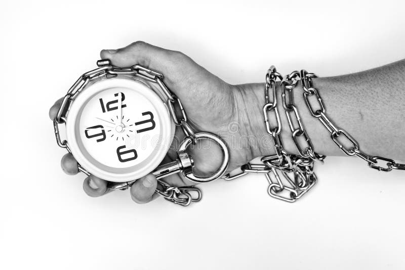Arm chained with a clock stock photo. Image of escape - 35260852