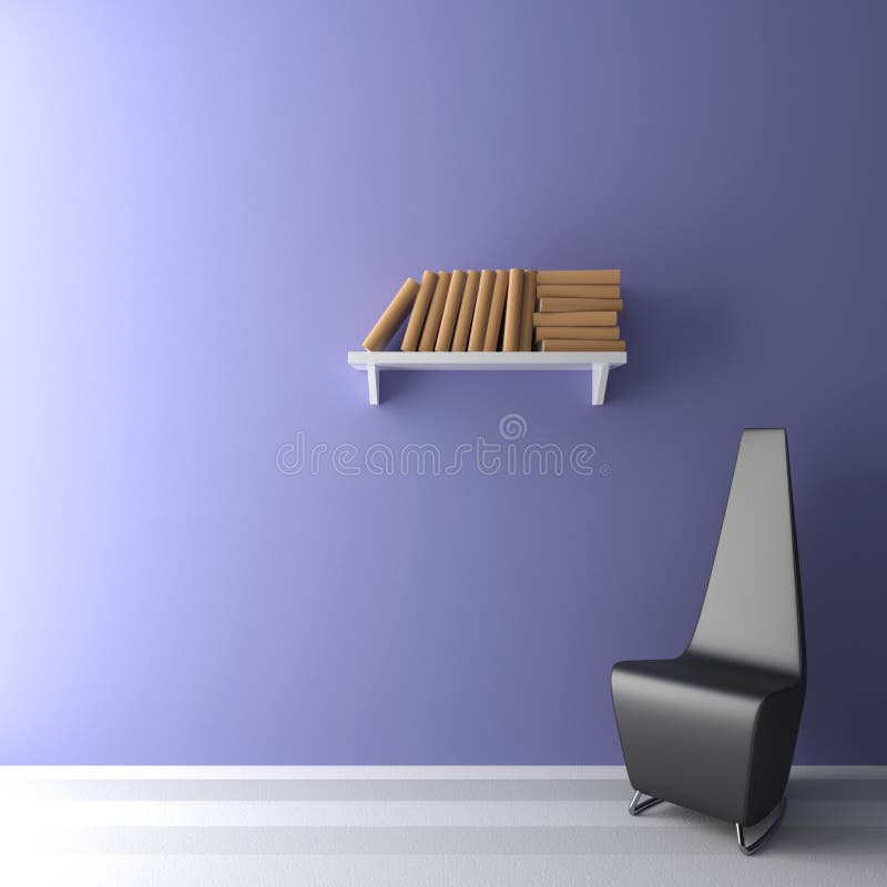 An arm-chair and books stock illustration. Illustration of color - 18693983