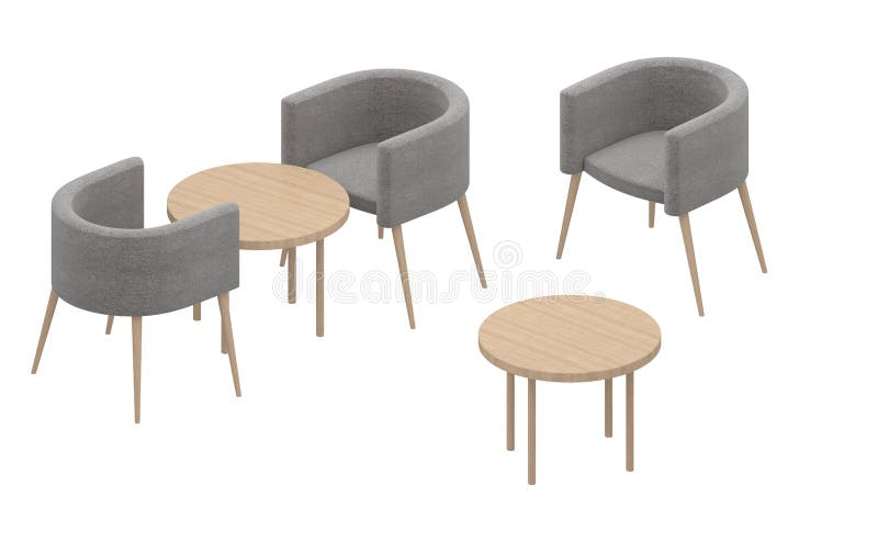 Arm Chair on White Background,gray Chair, Top View, Side, 3d Rendering ...