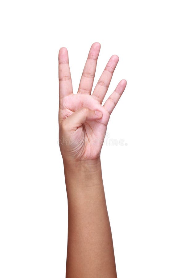 Arm,hand and Fingers Showing Number Four Isolated on White Stock Image ...