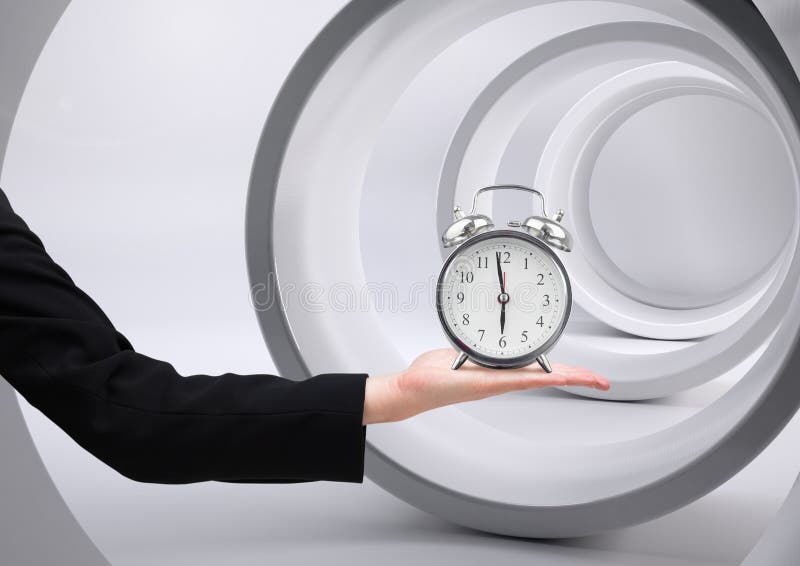 Arm Holding Clock in Front of Tunnel Circles Stock Photo - Image of ...