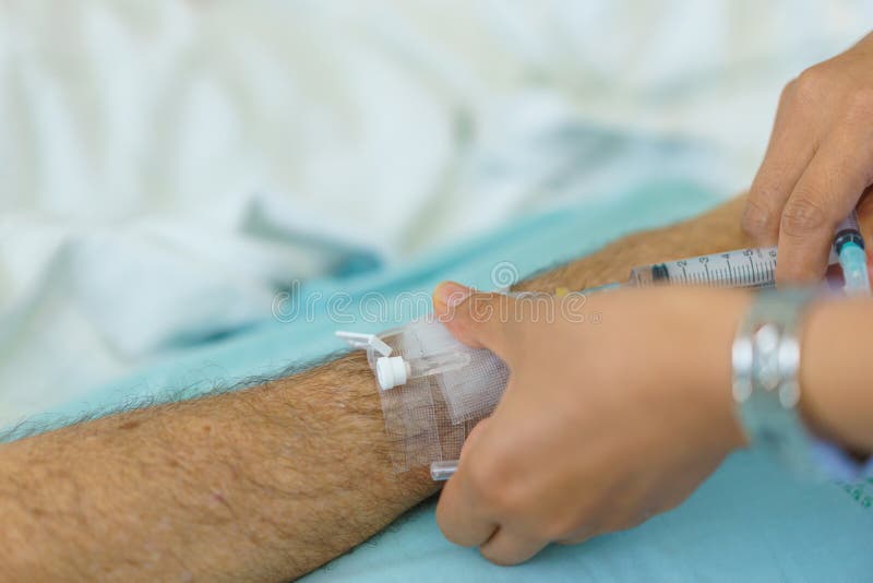 Arm of a Man Patient in the Hospital Stock Photo - Image of medication ...