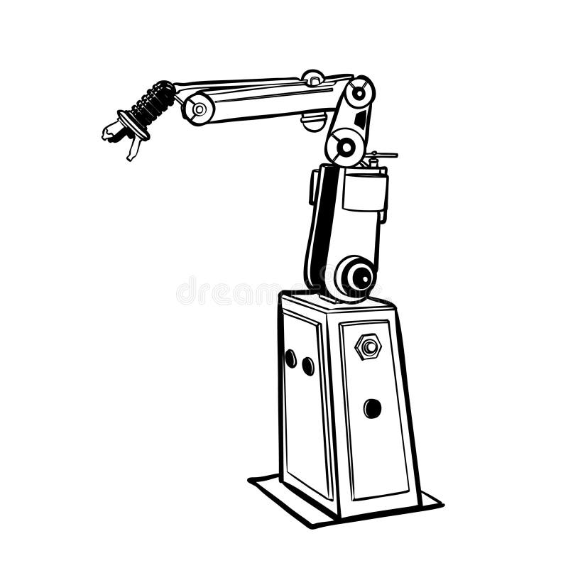 Arm Manufacturing Robotic Vector Line Drawing Stock Vector ...