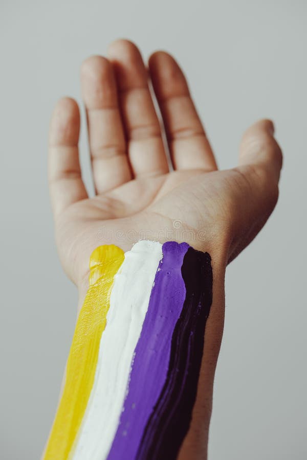 Arm with the Non-binary Pride Flag Painted on it Stock Photo - Image of ...