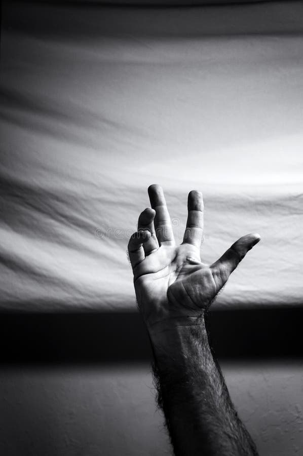 Arm Reaching Up Palm Open with Deep Shadows Stock Photo - Image of ...