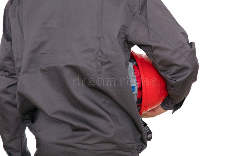 Arm with Red Hard Hat Facing Away from the Camera Stock Image - Image ...