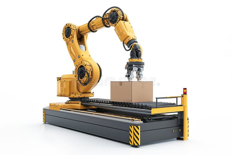 Arm Robot Holding Box for Express Stock Illustration - Illustration of ...