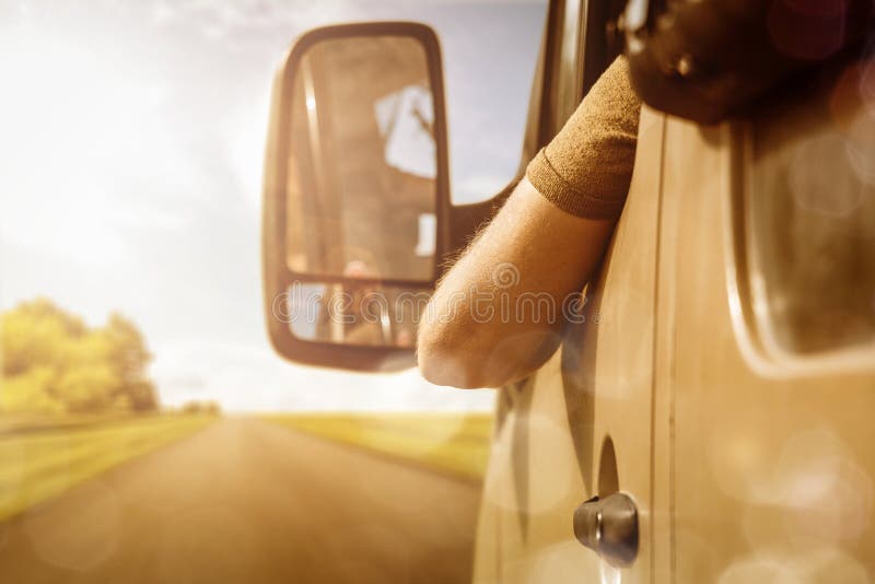 Arm of a Van Driver Hanging Out of the Window Stock Photo - Image of ...