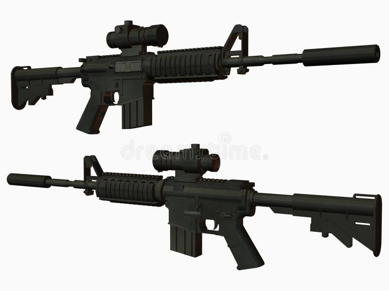Arma M4 stock de ilustración. Ilustración de rifle, caballeros - 1433191