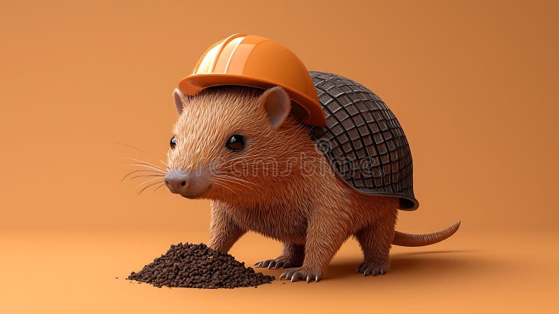 Armadillo Construction Worker 3D Render of a Cute Armadillo in a Hard ...