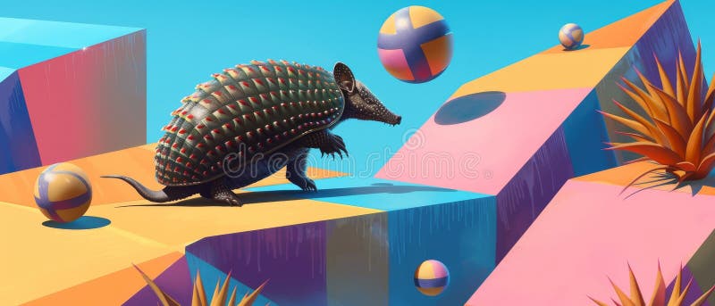 An Armadillo Curling into a Ball and Rolling through an Obstacle Course ...