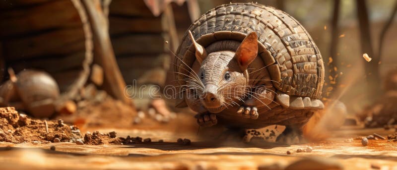 An Armadillo Curling into a Ball and Rolling through an Obstacle Course ...