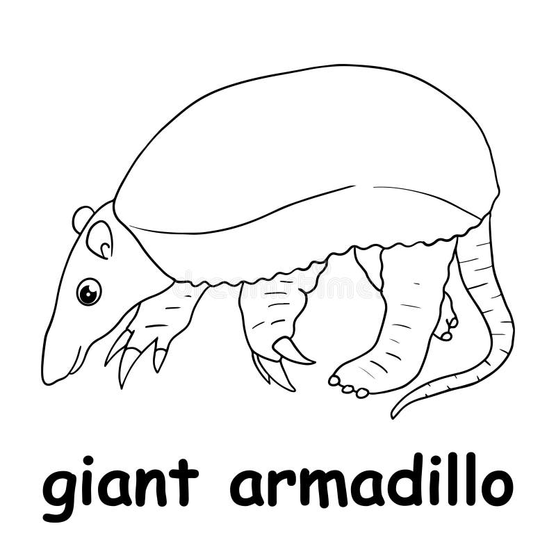 Kids Line Illustration Coloring Giant Armadillo. Outline Vector for ...