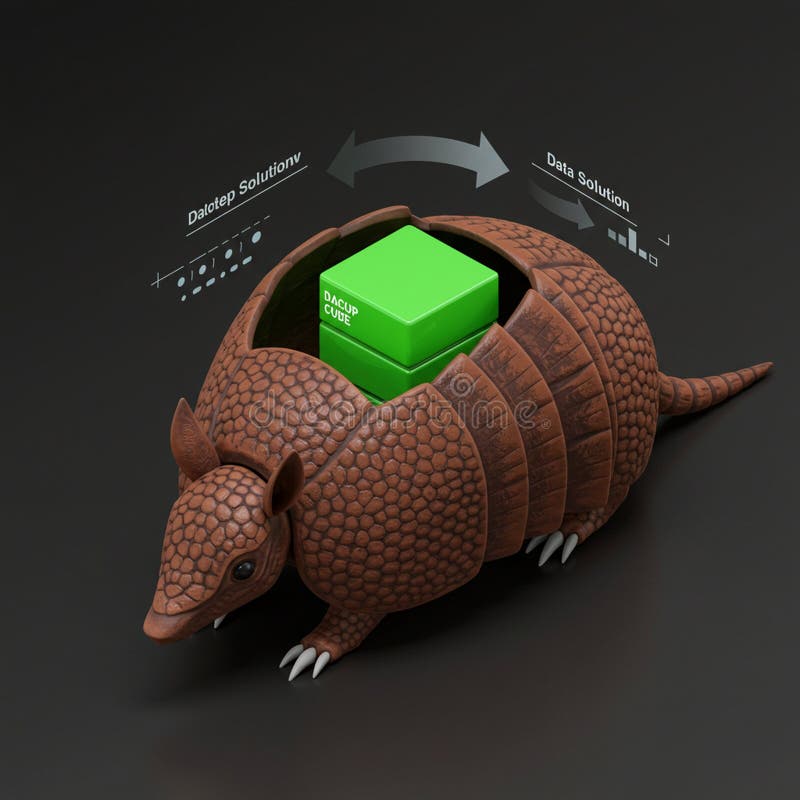 An Armadillo-shaped Model with a Textured Brown Shell is Depicted with ...