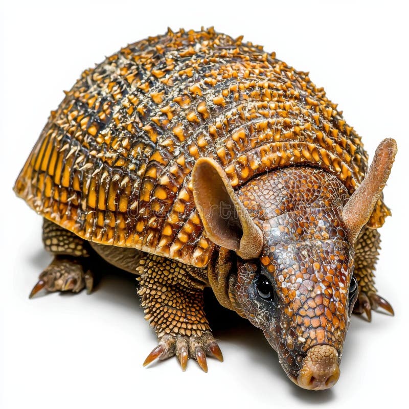 Unique Armadillo with Textured Shell on Bright White Background in Stock Photo - Image of ...