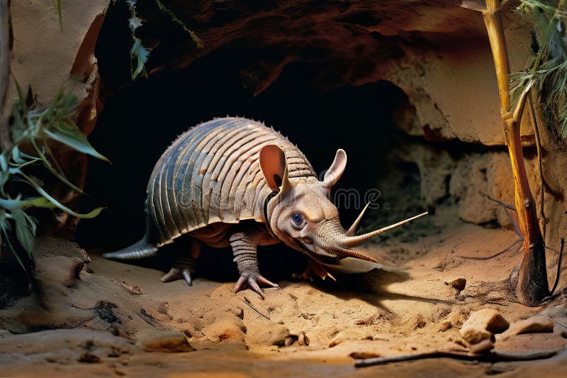 Armadillos Digging Holes in the Ground Their Sharp Claws Breakin Stock ...