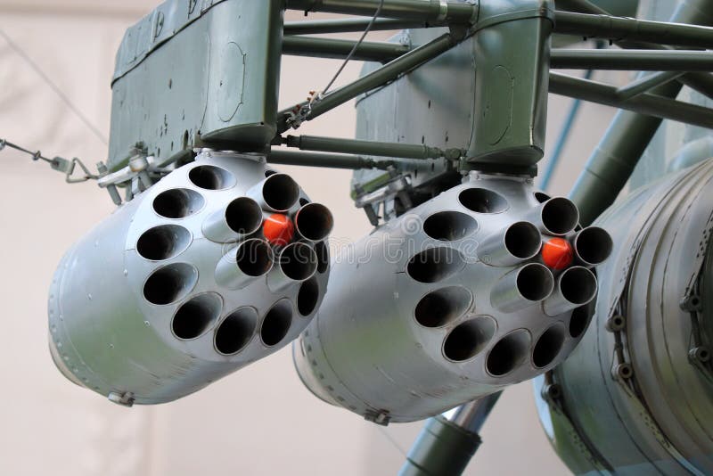 Military Helicopter, Rocket Pods on the Wing Stock Image - Image of ...