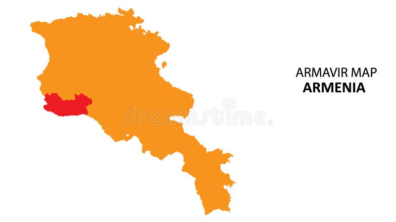 Armavir State and Regions Map Highlighted on Armenia Map Stock Vector ...