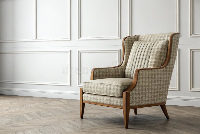 Armchair on Empty White Wall Background 3D Rendering Stock Illustration ...
