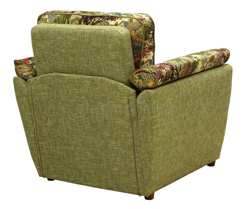 Armchair Isolated on White Background. Back View Stock Photo - Image of ...