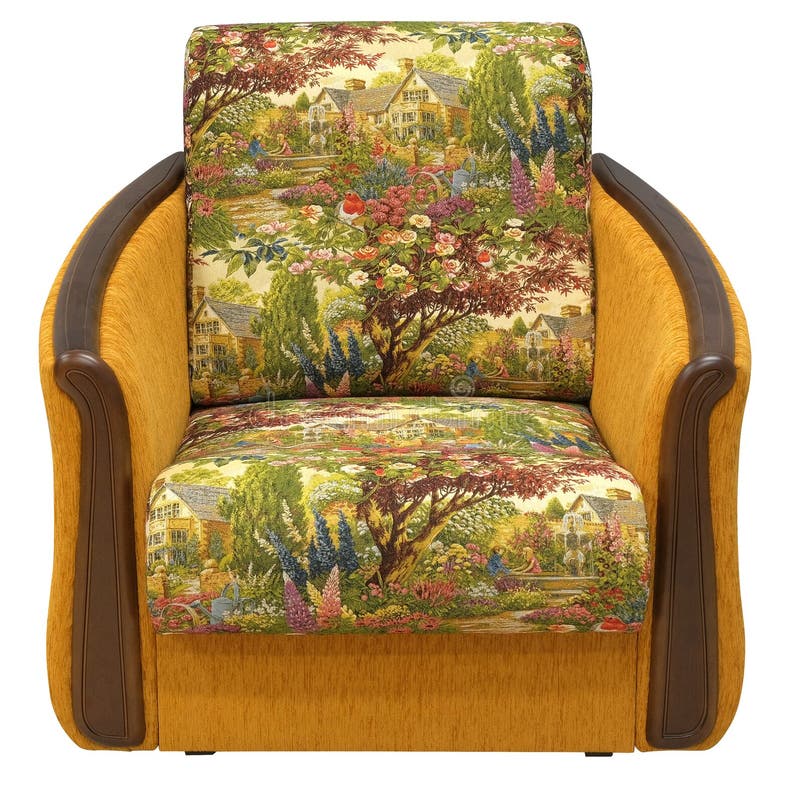 Armchair Isolated on White Background. Back View Stock Photo - Image of ...