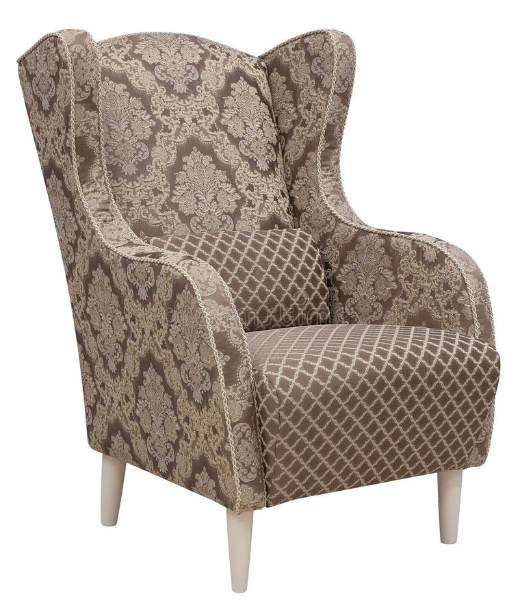 Armchair Isolated on White Background. Back View Stock Photo - Image of ...