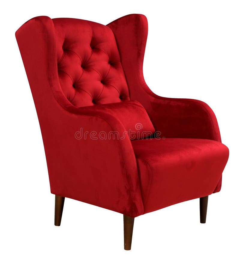 Armchair Isolated on White Background. Back View Stock Photo - Image of ...